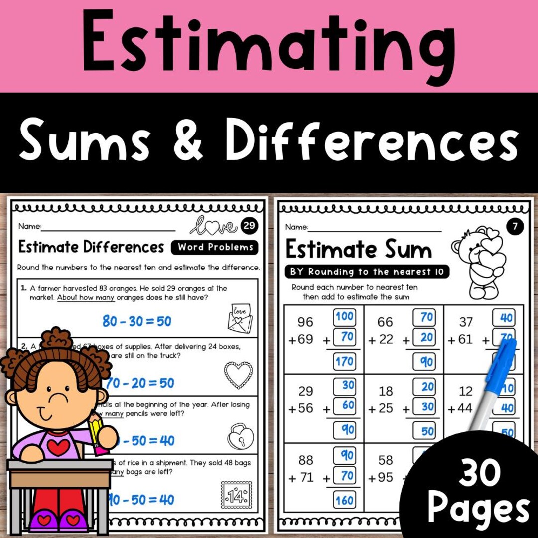 Valentine's Day Math Fun: 2 Digit Estimating Sums and Differences ...