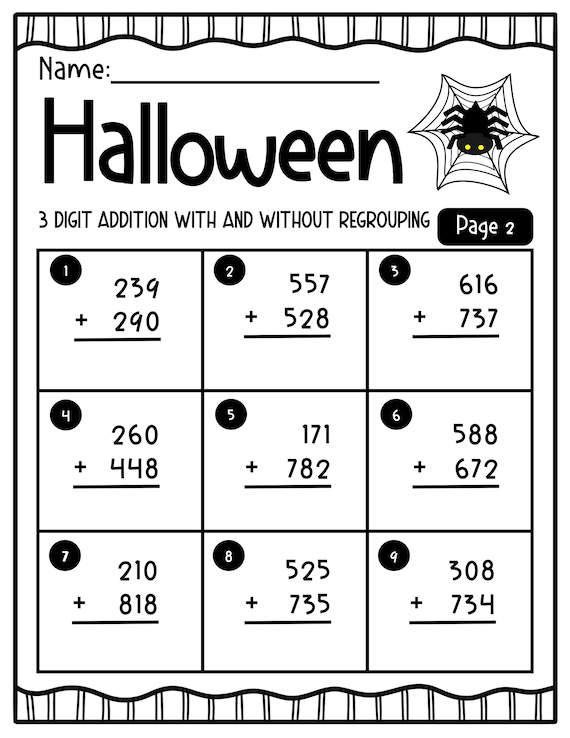 Hojas De Trabajo De Suma Y Resta De Halloween Sumas De Halloween 3