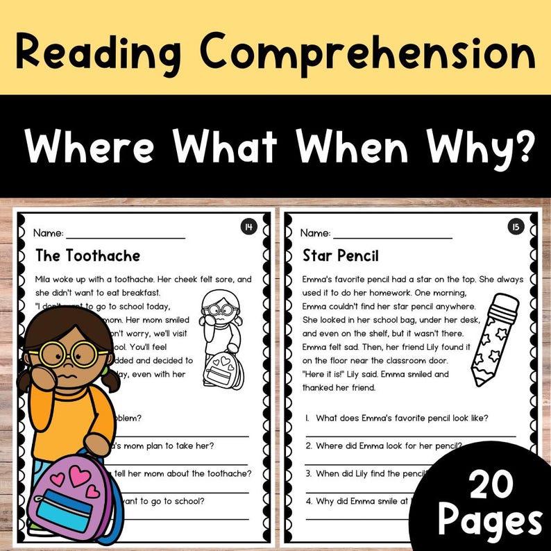 Reading Comprehension Passages | Worksheets | What Where When Why ...