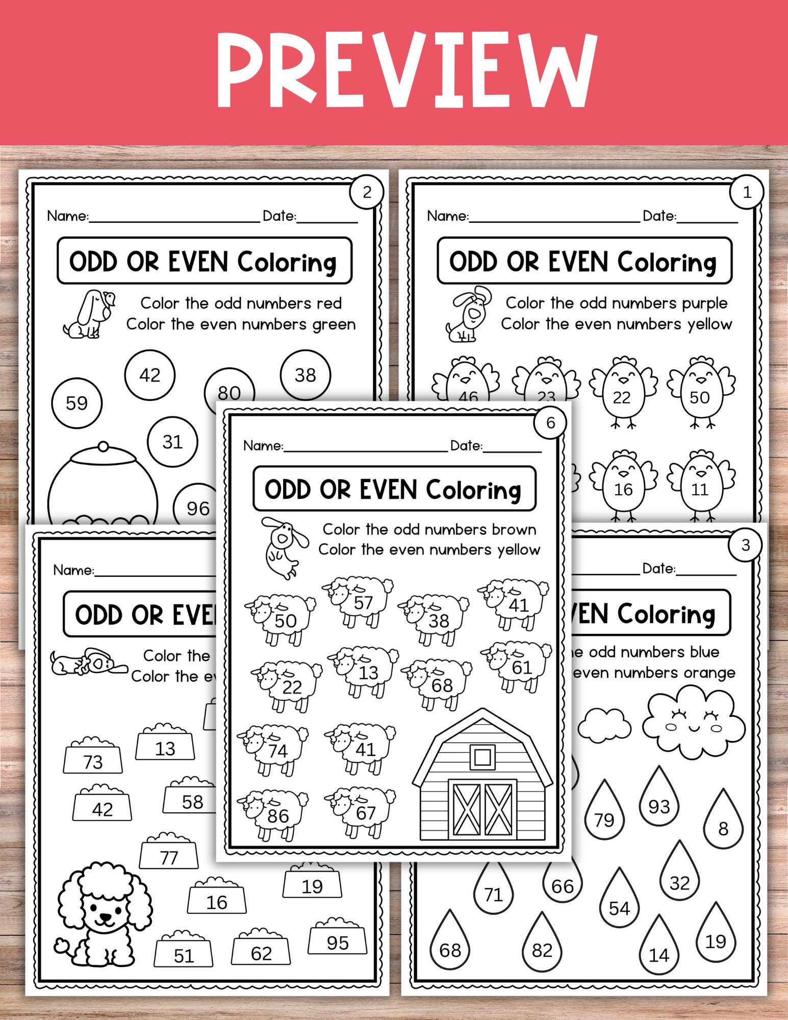 Odd and Even Numbers Activities 2nd Grade - No Prep Practice Worksheets ...