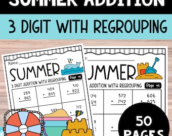 3 Digit Addition With Regrouping Worksheets - Etsy