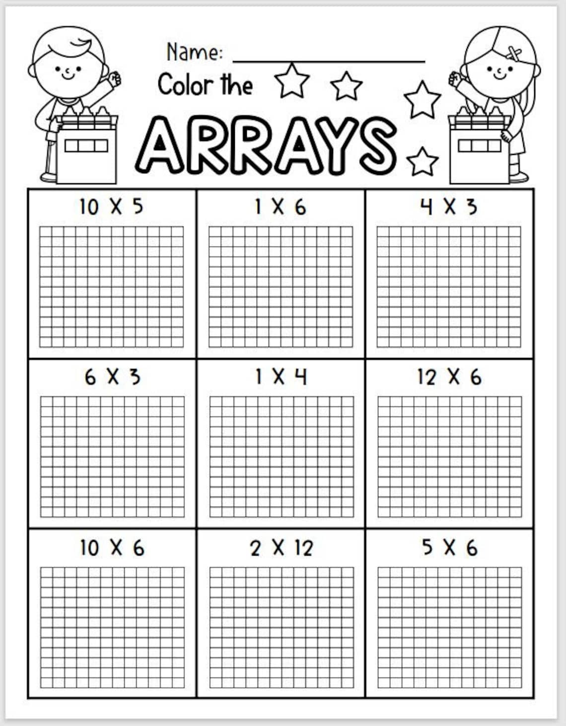 Multiplication Arrays Worksheets Count and Color|multiplication ...
