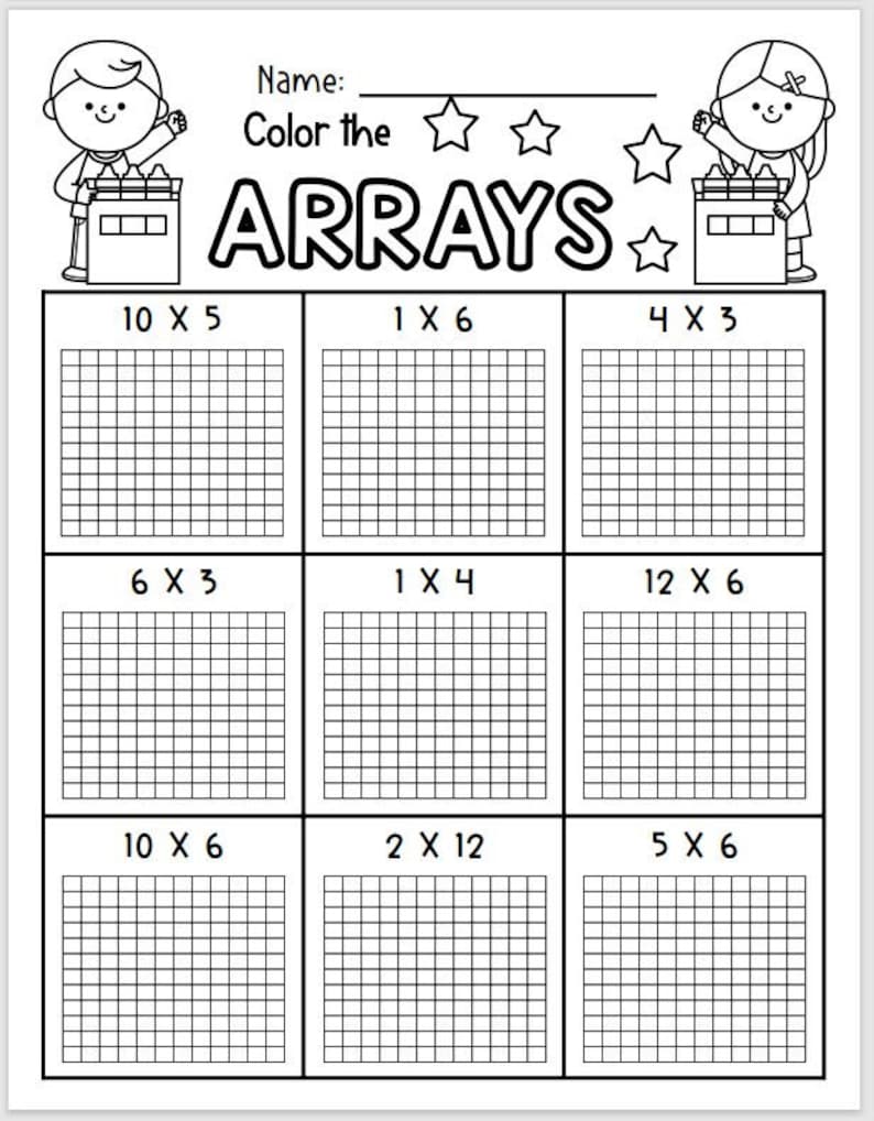 Multiplication Arrays Worksheets Count and Color|multiplication ...