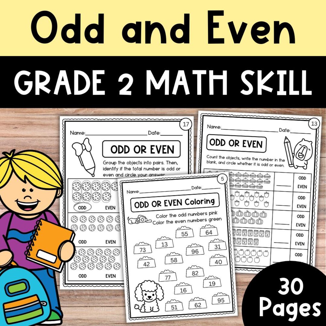 Odd and Even Numbers Activities 2nd Grade - No Prep Practice Worksheets ...
