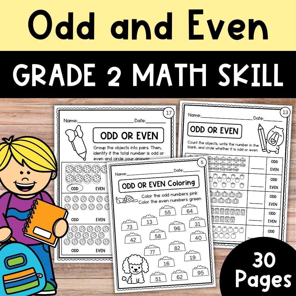 Odd and Even Numbers Activities 2nd Grade - No Prep Practice Worksheets ...