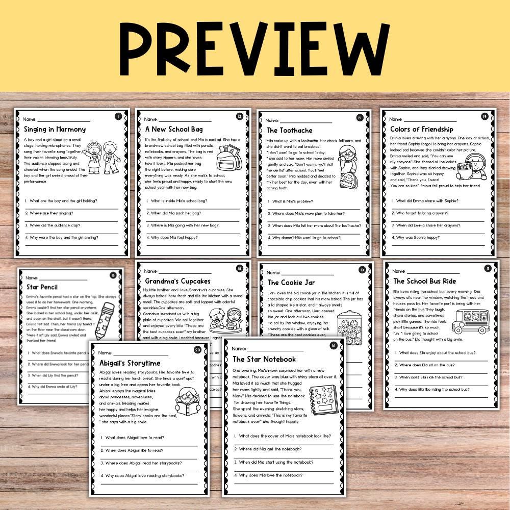 Reading Comprehension Passages | Worksheets | What Where When Why ...