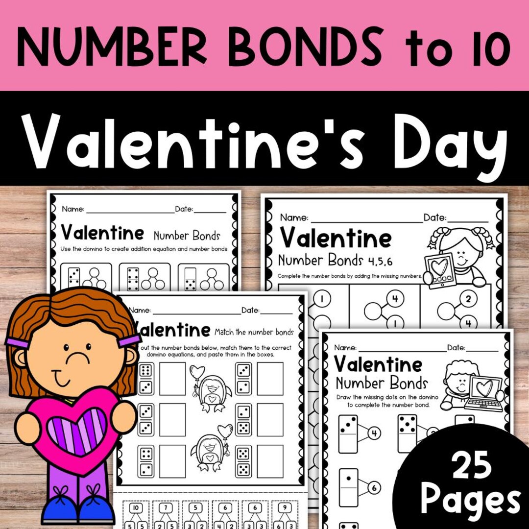 Valentine Domino Number Bonds: Fun and Engaging Math Worksheets for ...