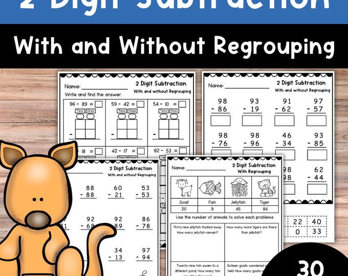 Three Digit Subtraction Without Regrouping Worksheets - Etsy Canada