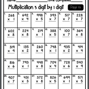 Multiplication 3-digit by 1-digit , Math Drills, Multiplication ...