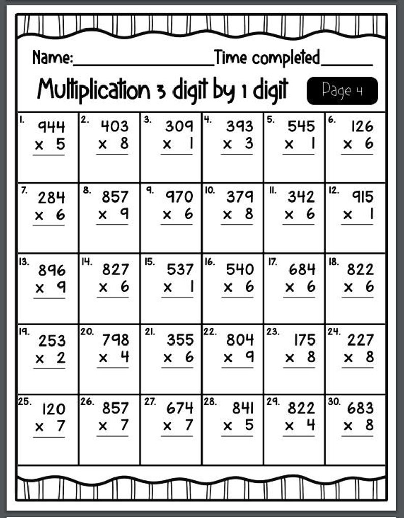 Multiplication 3-digit by 1-digit , Math Drills, Multiplication ...