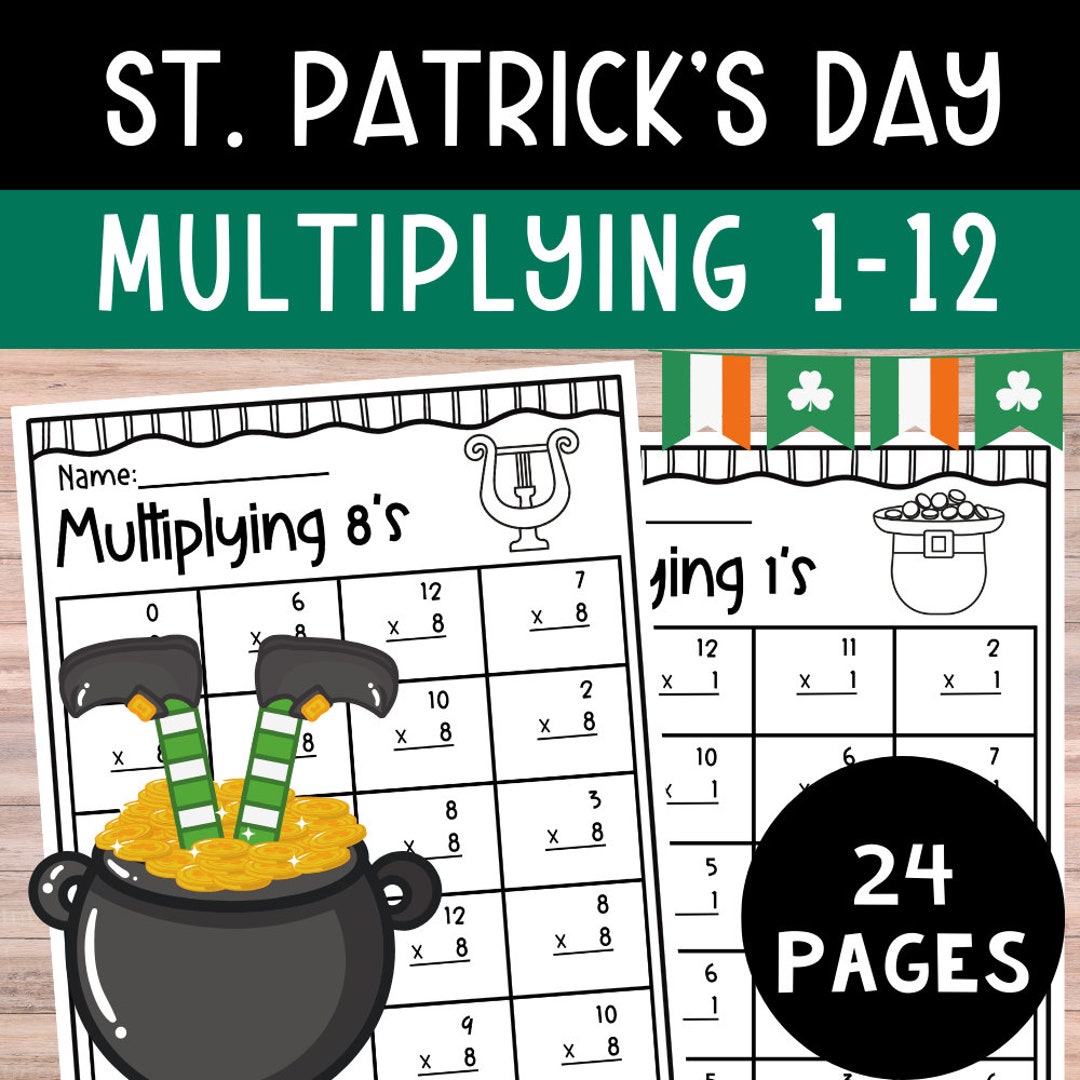 Hojas de trabajo de multiplicación del día de San Patricio ...