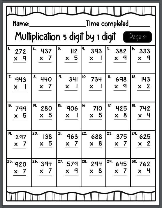 Multiplication 3-digit by 1-digit , Math Drills, Multiplication ...