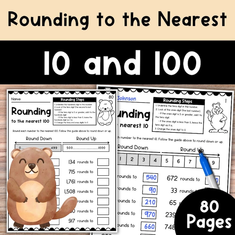 Master Rounding Nearest 10 and 100 Practice Round Whole Numbers ...