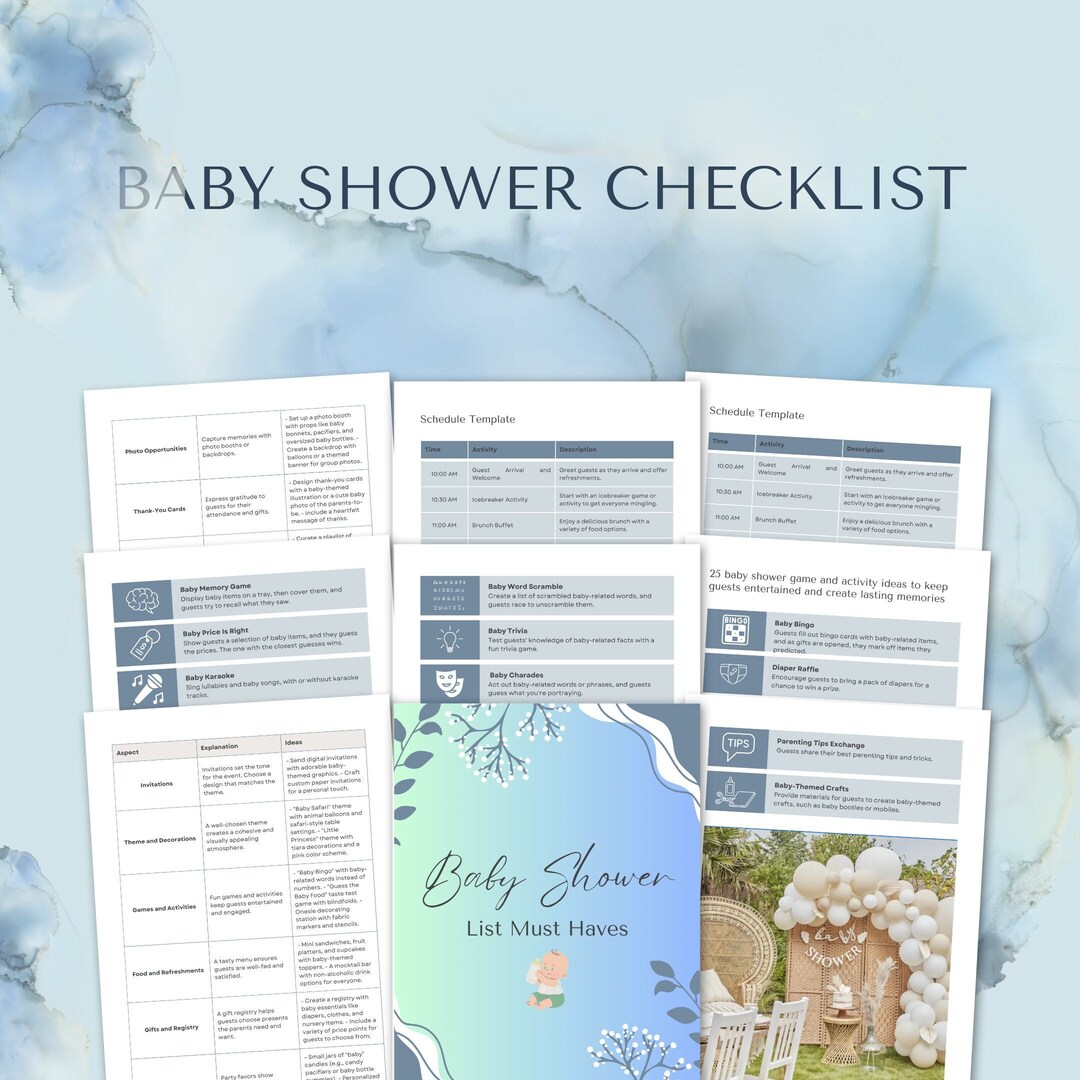 Baby Shower Checklist Template | Printable Canva Planner| Digital ...