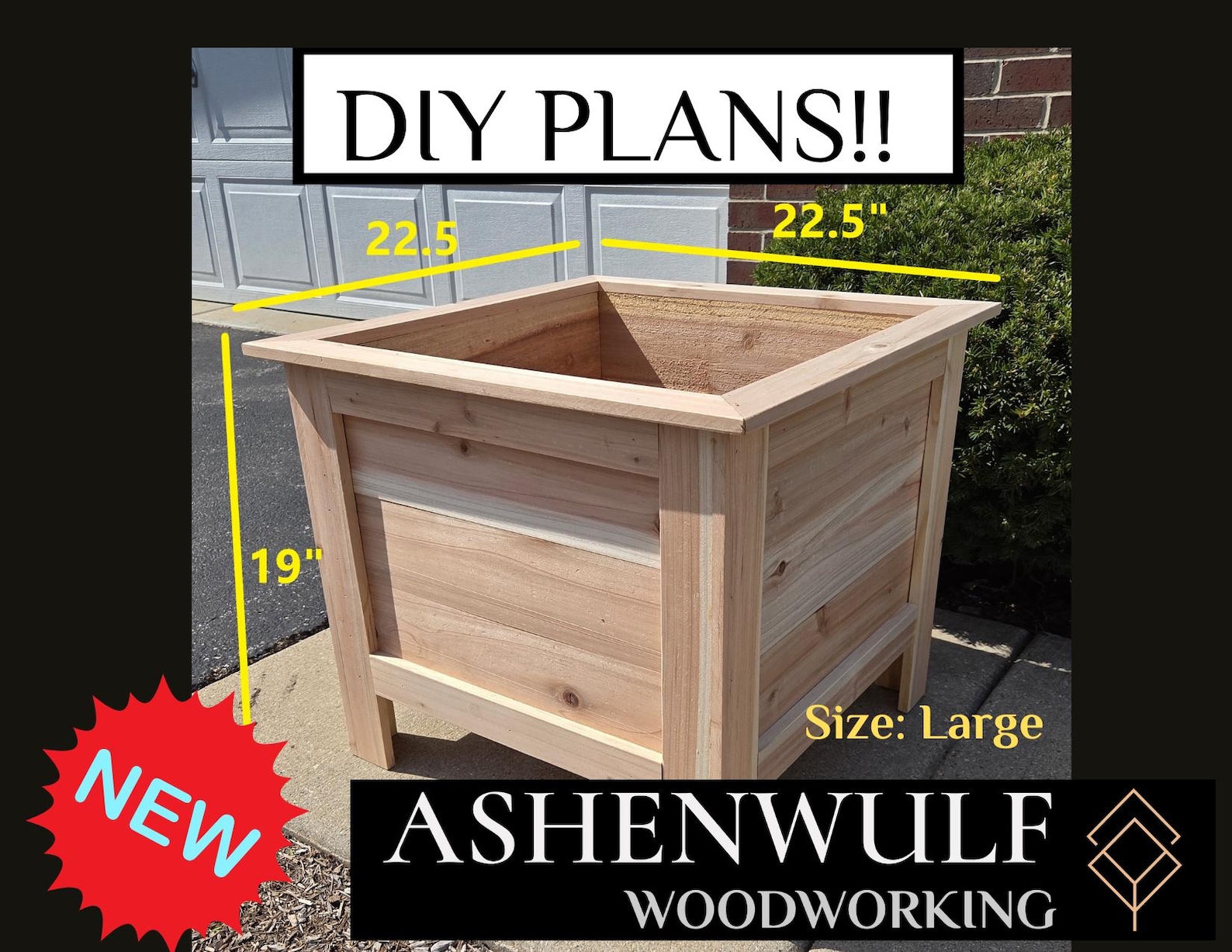 DIY Large Farmhouse Planter Box Plans: Woodworking Project (PDF) - Etsy