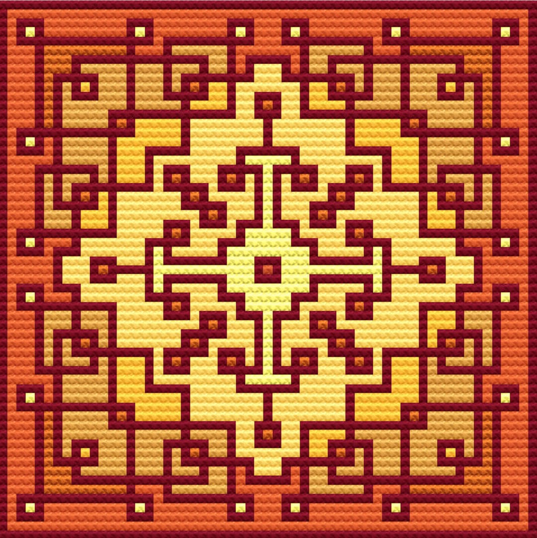 Geometric Mandala Cross Stitch Chart, Arabesque Embroidery Pattern ...