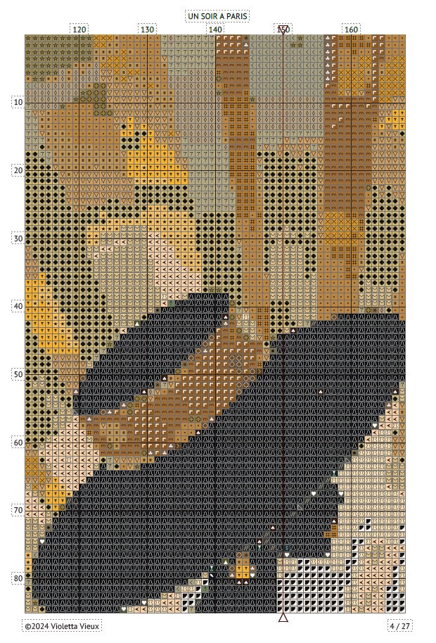 Eiffel Tower Cross Stitch Chart, Un Soir a Paris, Embroidery Pattern ...