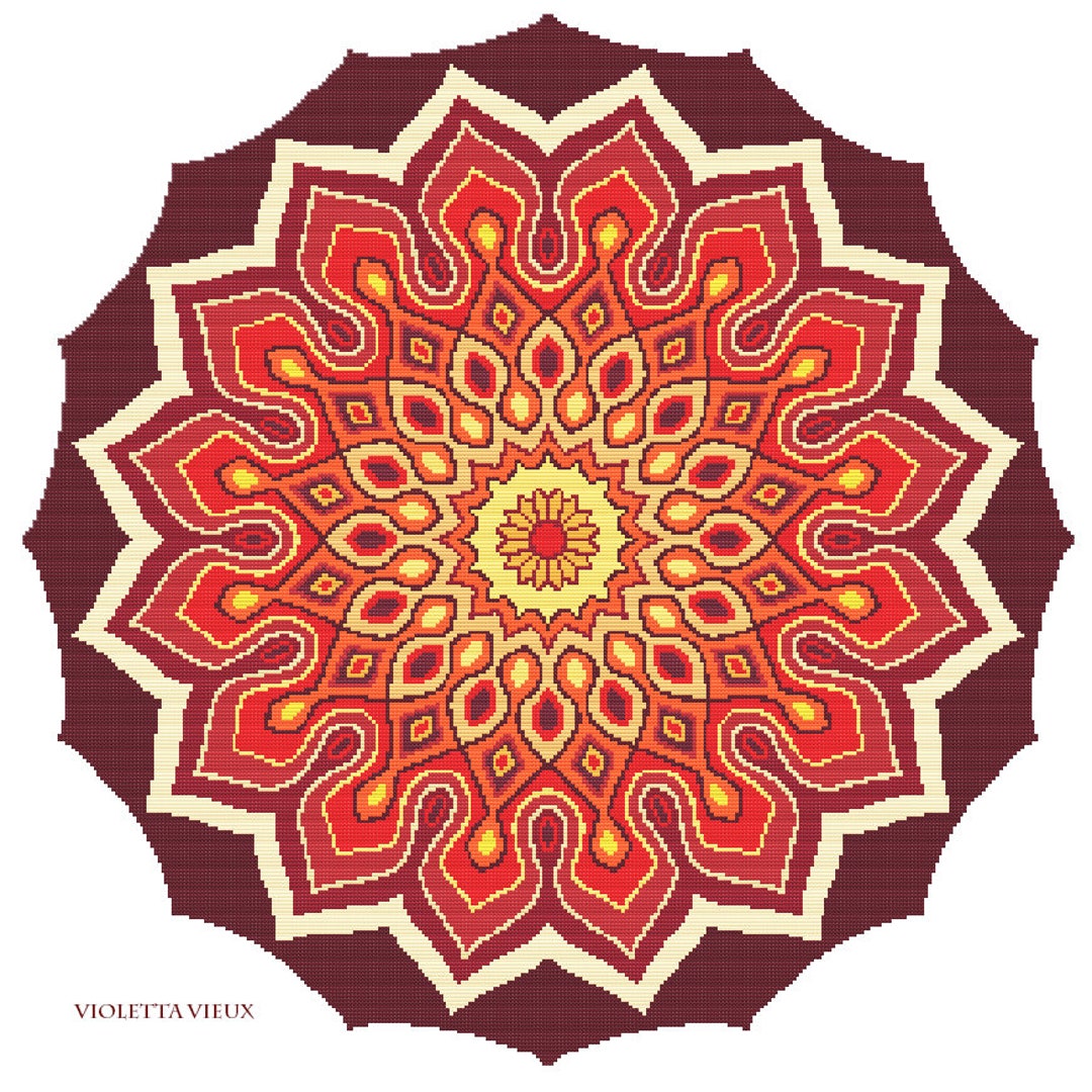 Cross Stitch Mandala Chart, EXPANDING UNIVERSE Mandala Embroidery ...
