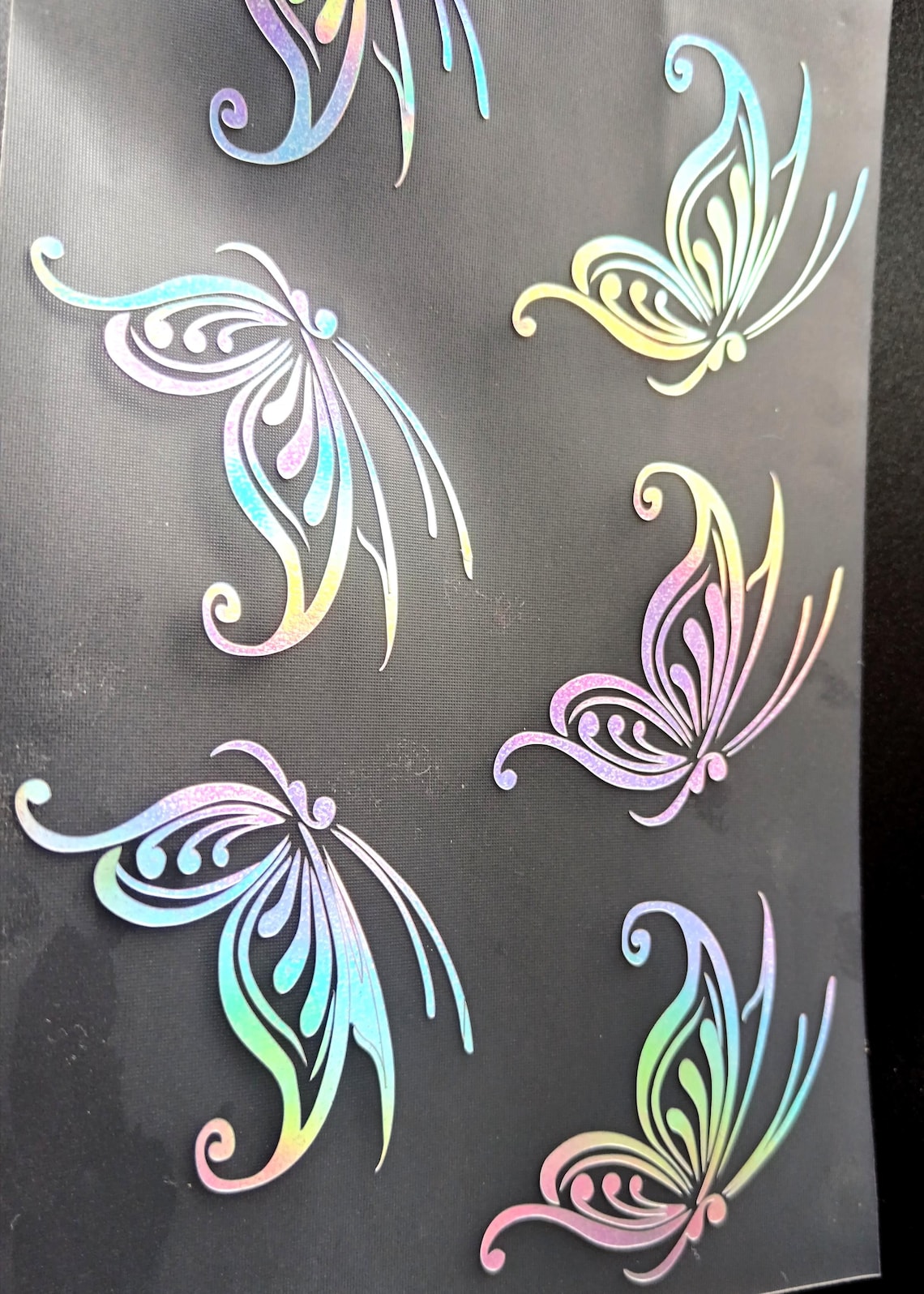 Set of 6 Chrome Holographic Butterflies Decals, Fun Metallic ...