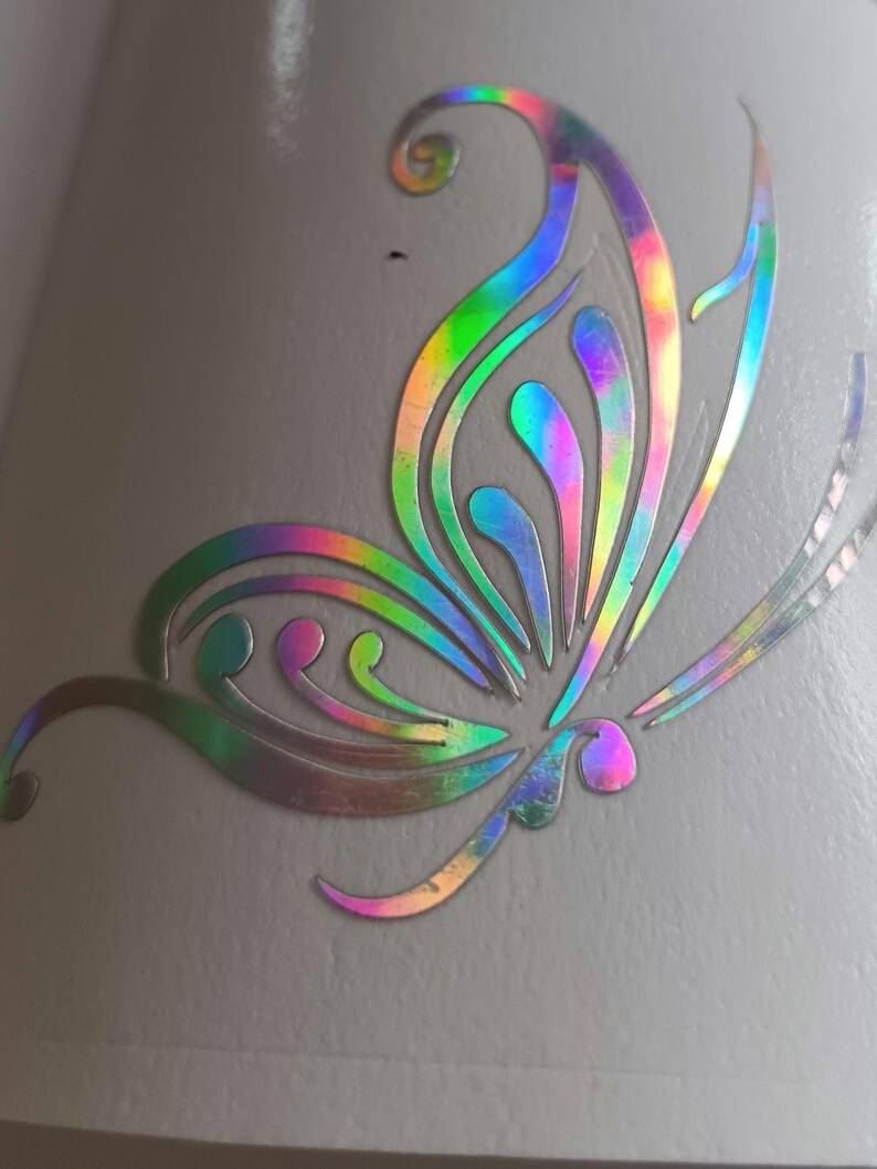 Set of 6 Chrome Holographic Butterflies Decals, Fun Metallic ...