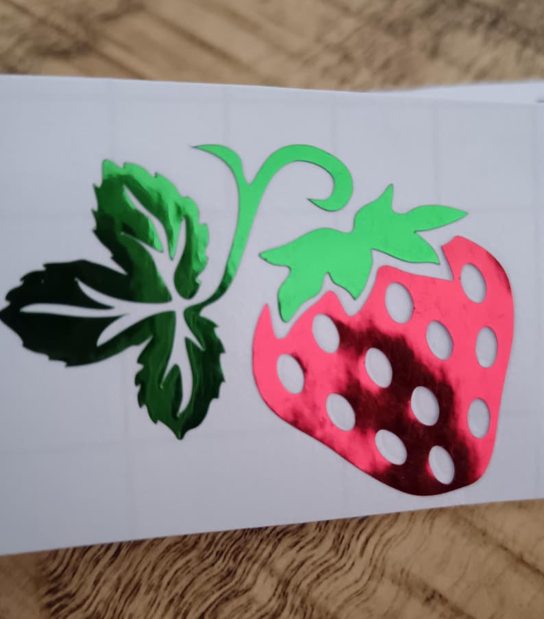 Set of 8 Strawberry Metallic Decal, Chrome Strawberry Sticker - Etsy