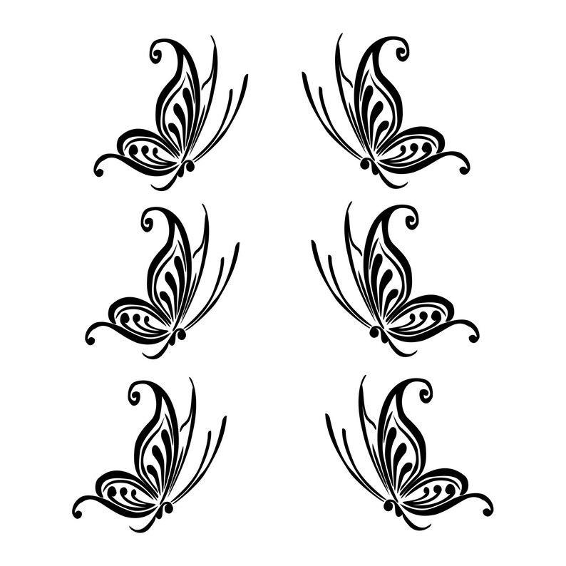 Set of 6 Chrome Holographic Butterflies Decals, Fun Metallic ...