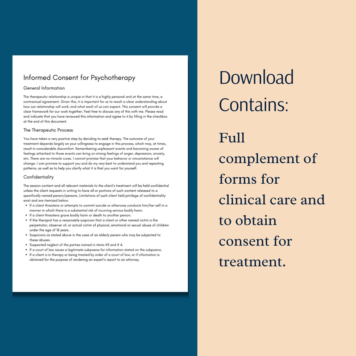 Complete Treatment & Consent Bundle for Social Workers, Counselors ...