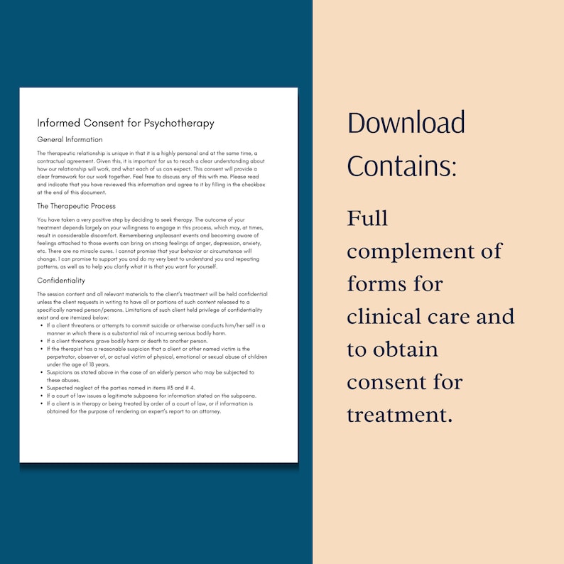 Complete Treatment & Consent Bundle for Social Workers, Counselors ...