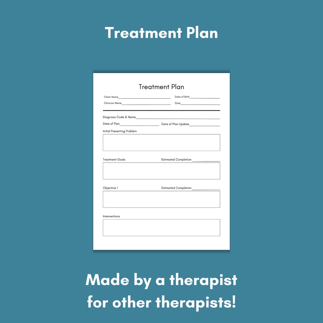 Treatment Plan for Therapists, PDF - Fillable, Printable, Social ...