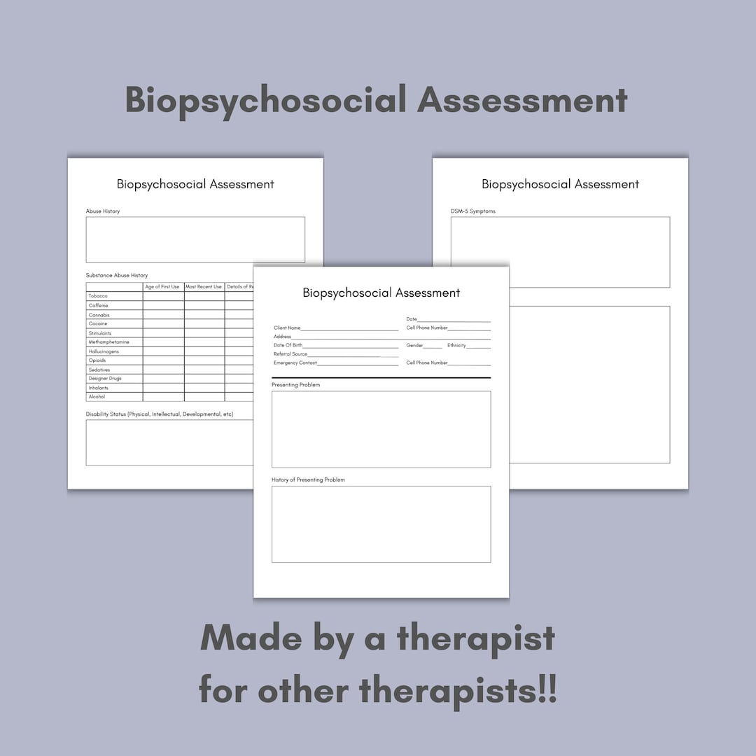 Biopsychosocial Assessment Template PDF, Fillable, Therapy Diagnostic ...