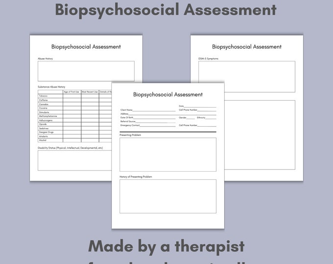 Biopsychosocial Assessment Template PDF, Fillable, Therapy Diagnostic ...