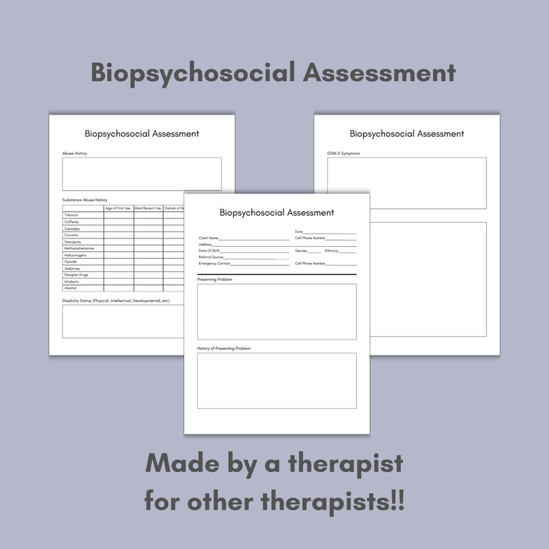 Biopsychosocial Assessment Template PDF, Fillable, Therapy Diagnostic ...