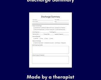 Discharge Summary Template, Termination Note for Therapists, PDF ...