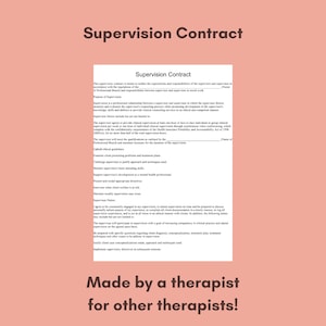 Supervision Contract for Therapists, PDF Fillable, Printable for Social ...