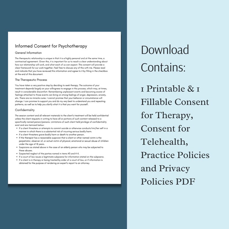 Informed Consent, Practice Policies, & Privacy Forms Bundle Social ...