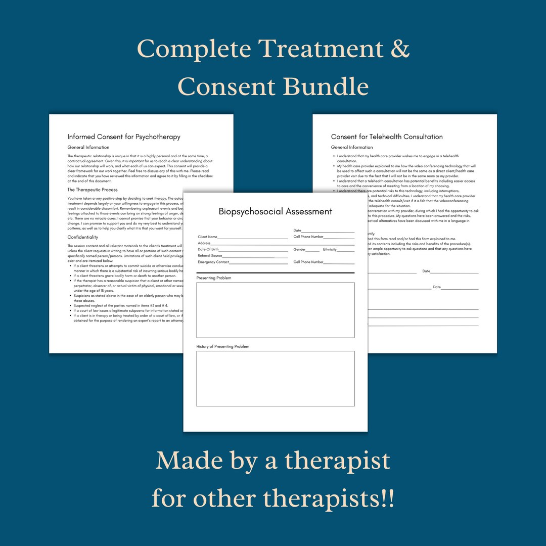 Complete Treatment & Consent Bundle for Social Workers, Counselors ...