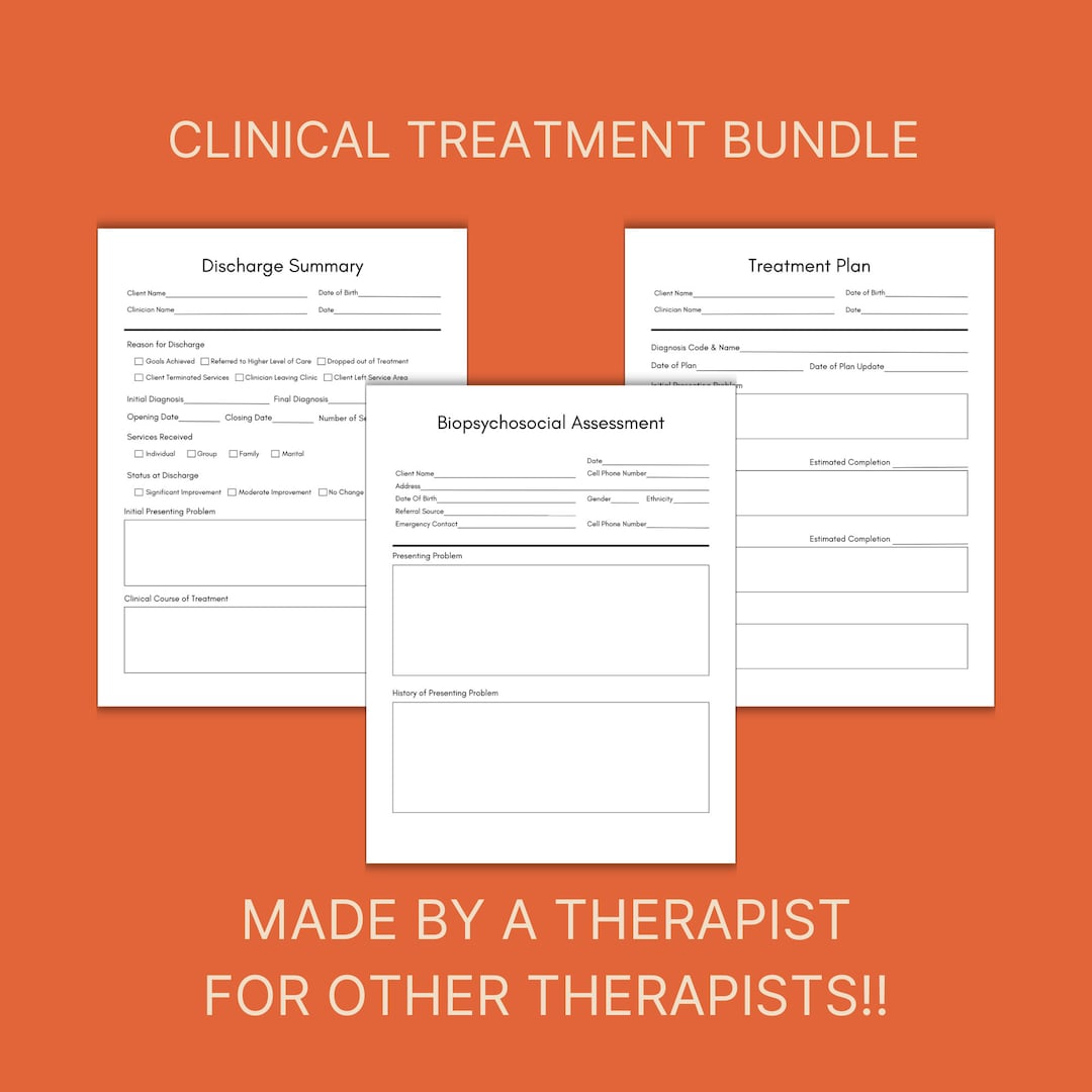 Clinical Treatment Bundle for Therapists PDF Fillable, Printable for ...