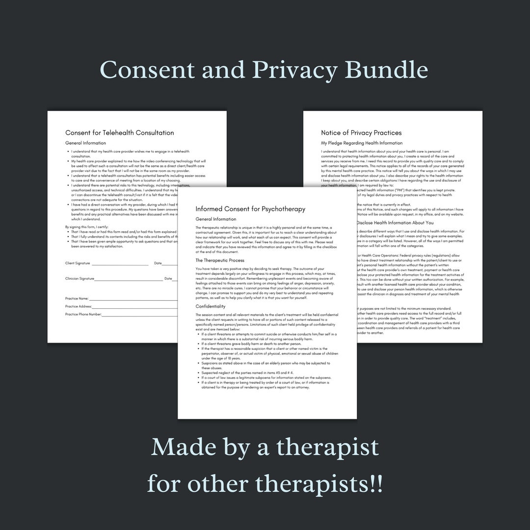 Informed Consent, Practice Policies, & Privacy Forms Bundle Social ...