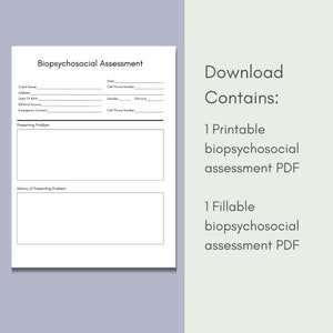 Biopsychosocial Assessment Template PDF, Fillable, Therapy Diagnostic Assessment Intake Form ...