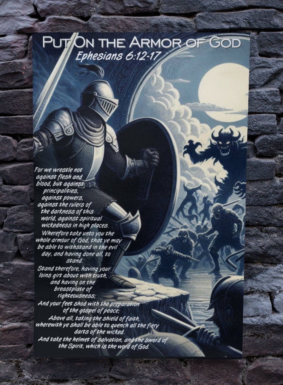 Armor of God Poster Ephesians 6 Christian Bible Scripture Wall Art ...
