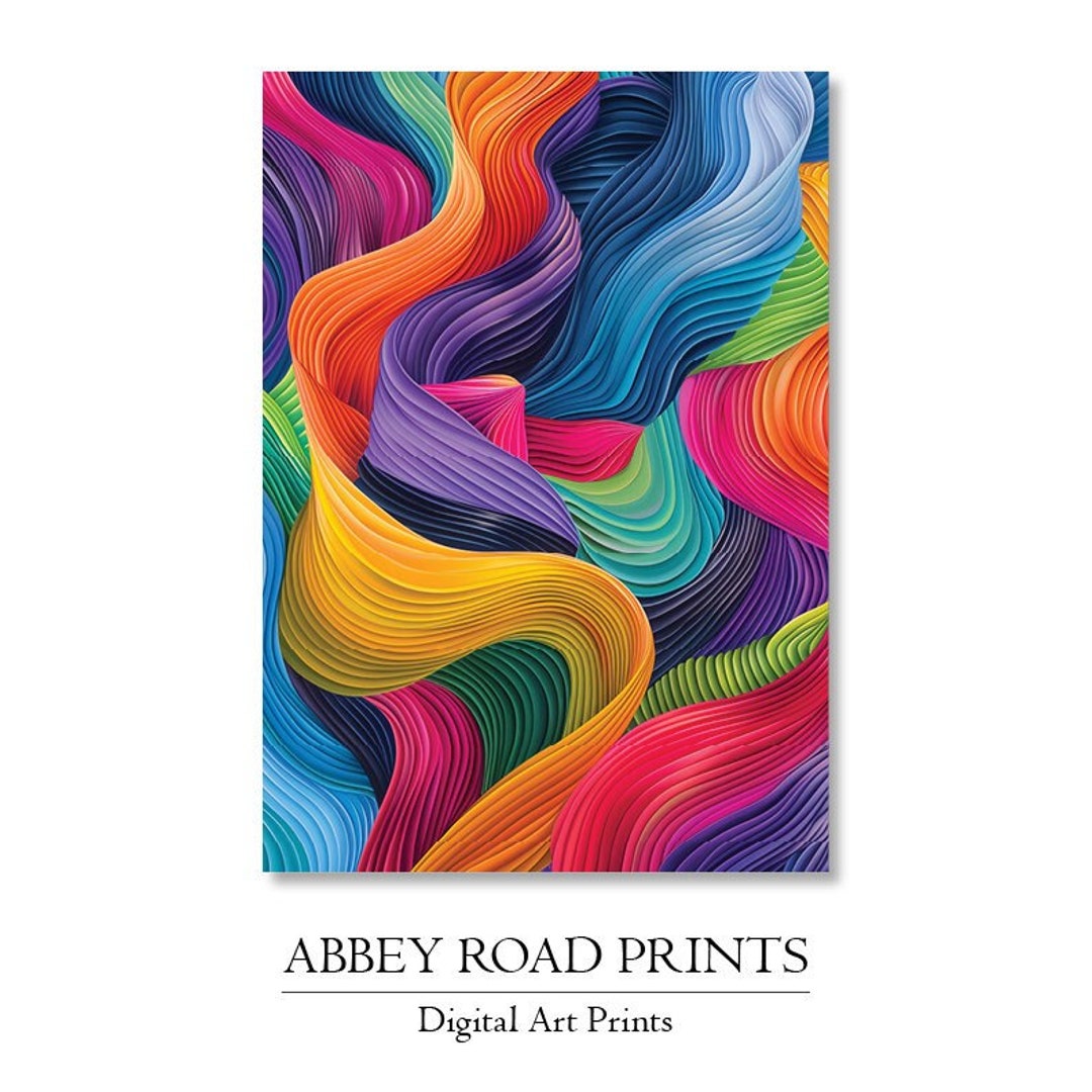 Abstract Colorful Lines Art Print – Vertical AI Home Decor (digital ...