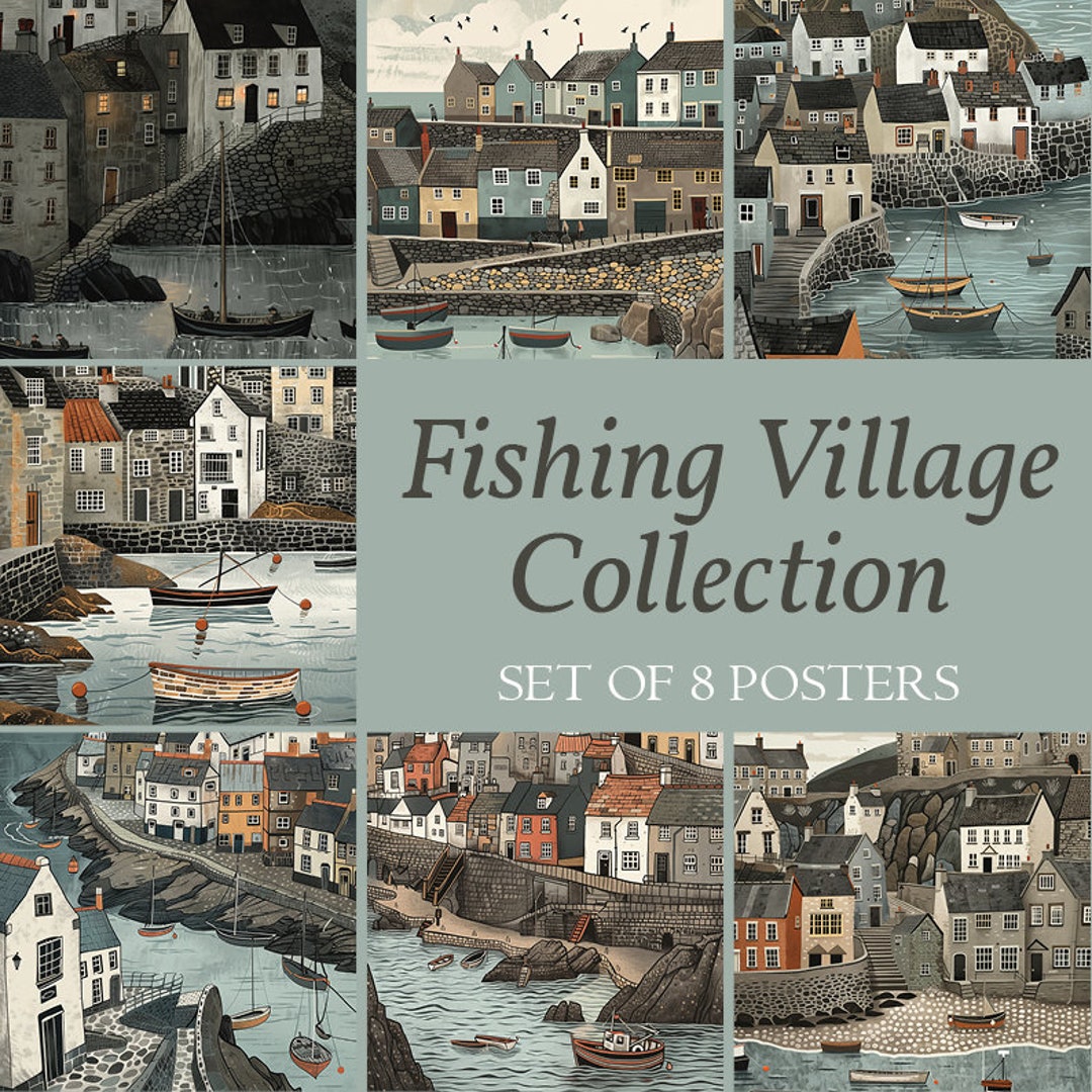 Cornish Fishing Village Poster Cornwall Fishing Village Poster for Home ...