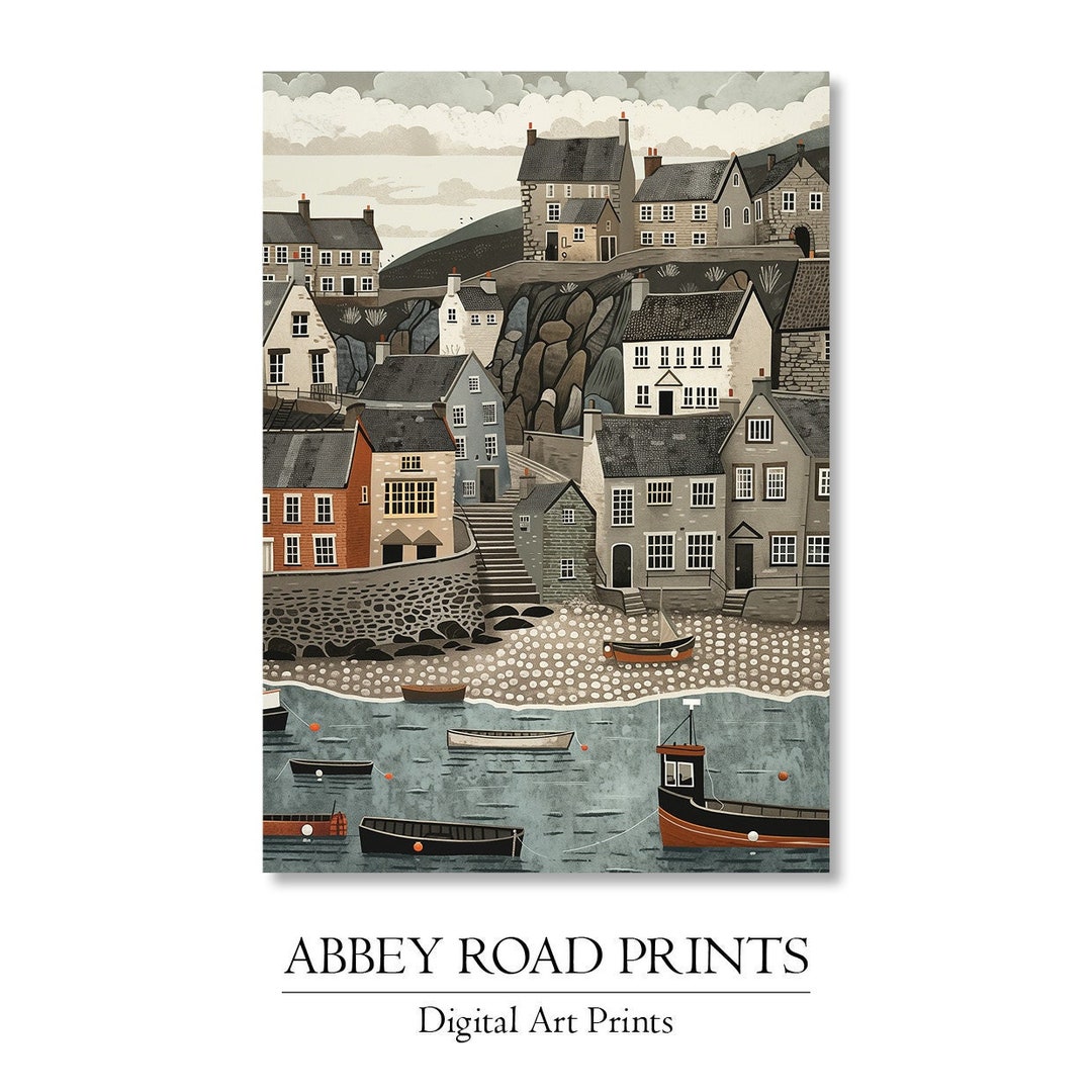 Low Tides - Cornish Village Life | Digital Art Print | Wall Art | AI ...