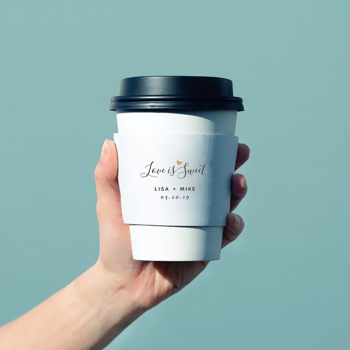 200pcs Customized White Paper Coffee Sleeves, Favor Decor for Wedding ...