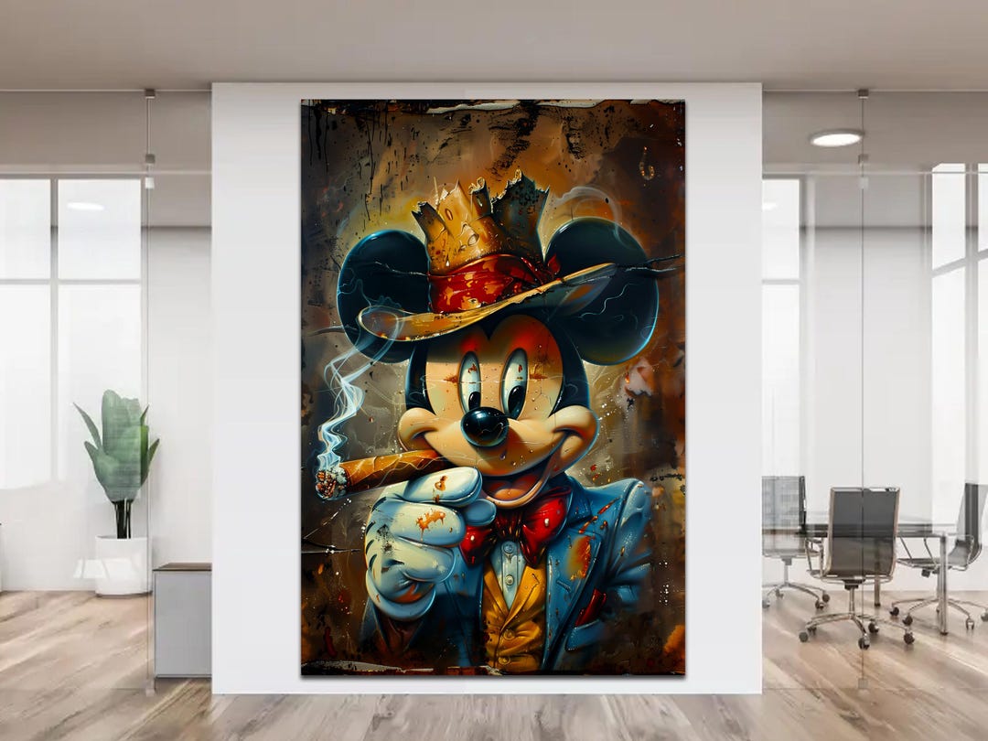 Mafia Mickey Mouse Canvas Print Bright Extra Large Graffiti Style Wall ...