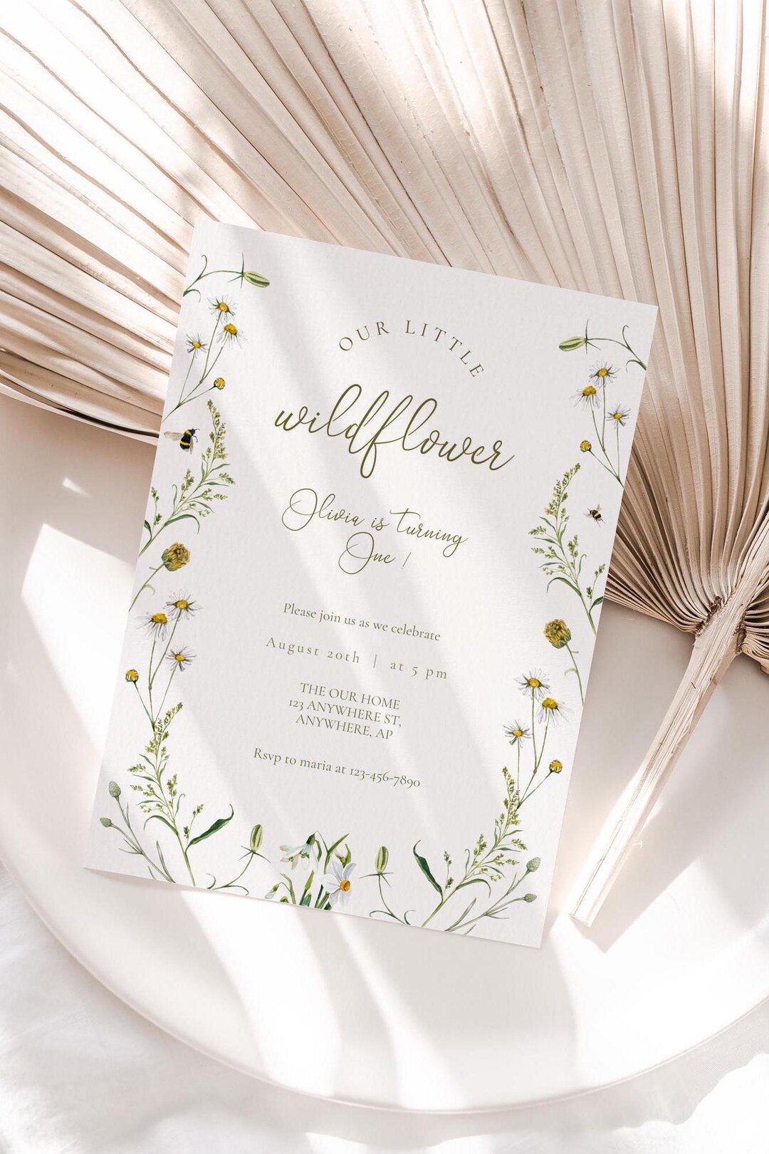 Editable Wildflower Invitation for Girl Flower Birthday Digital ...