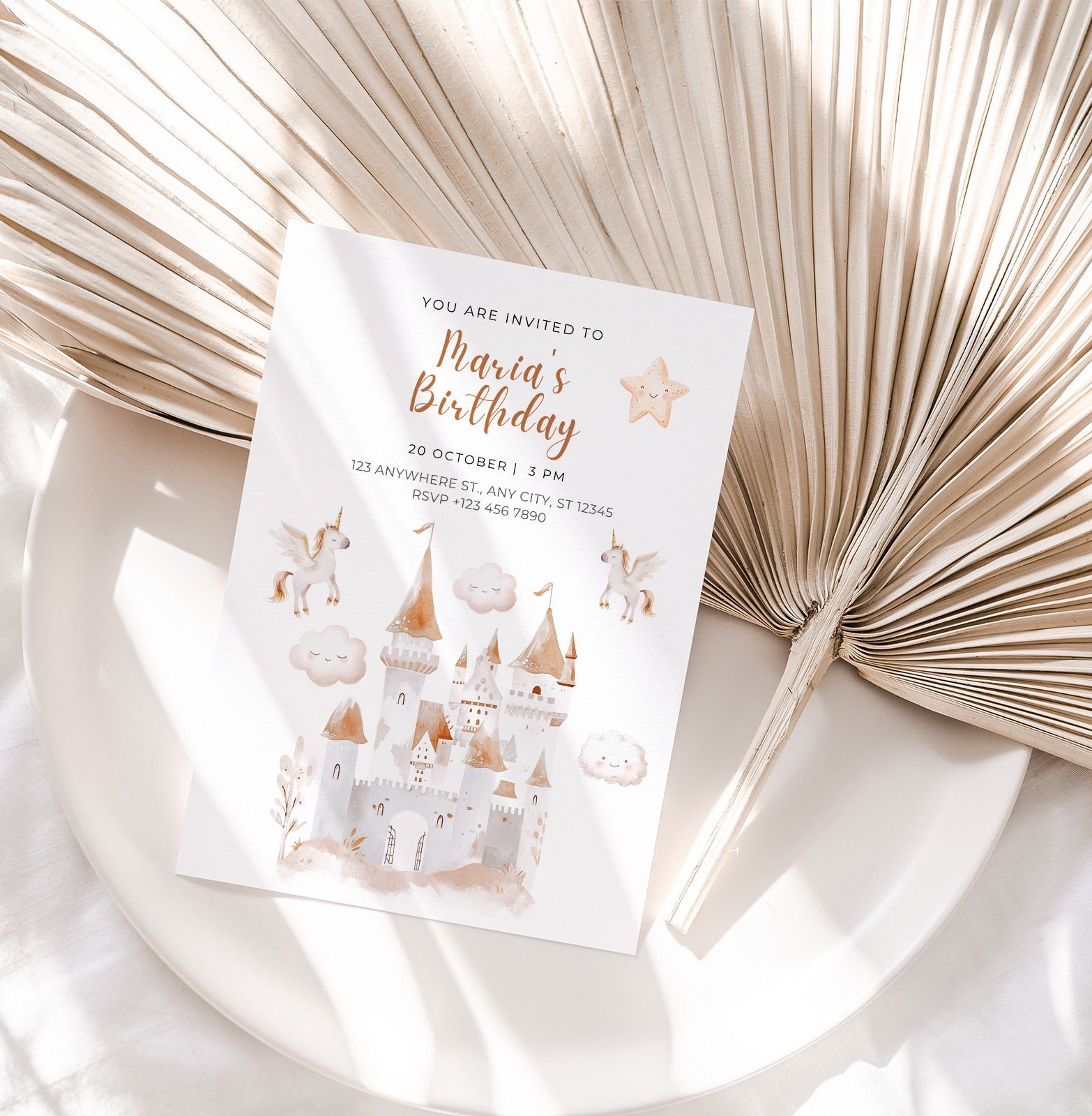 Editable Unicorn Birthday Invitation Template, Pastel Unicorn Birthday ...