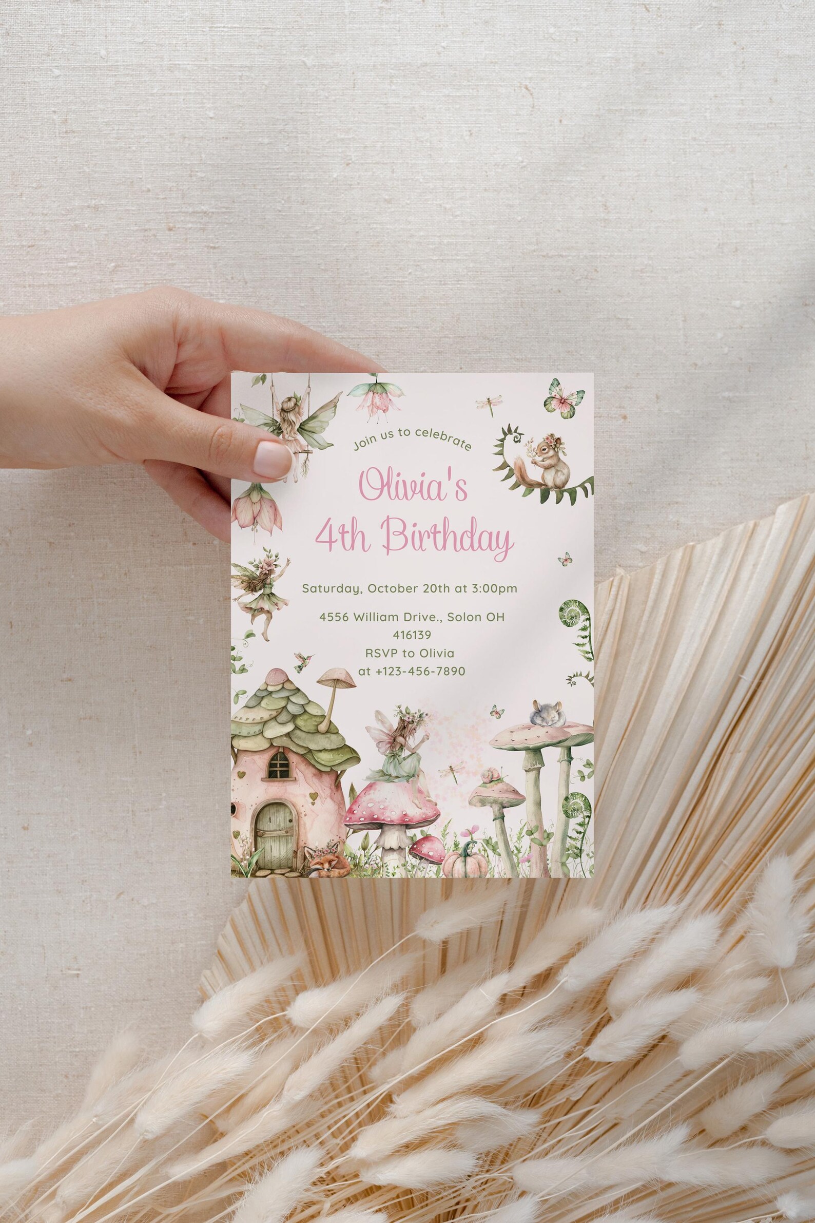 Fairy Birthday Invitation, EDITABLE Fairy Birthday Invite,enchanted Garden Fairy Party Invite ...