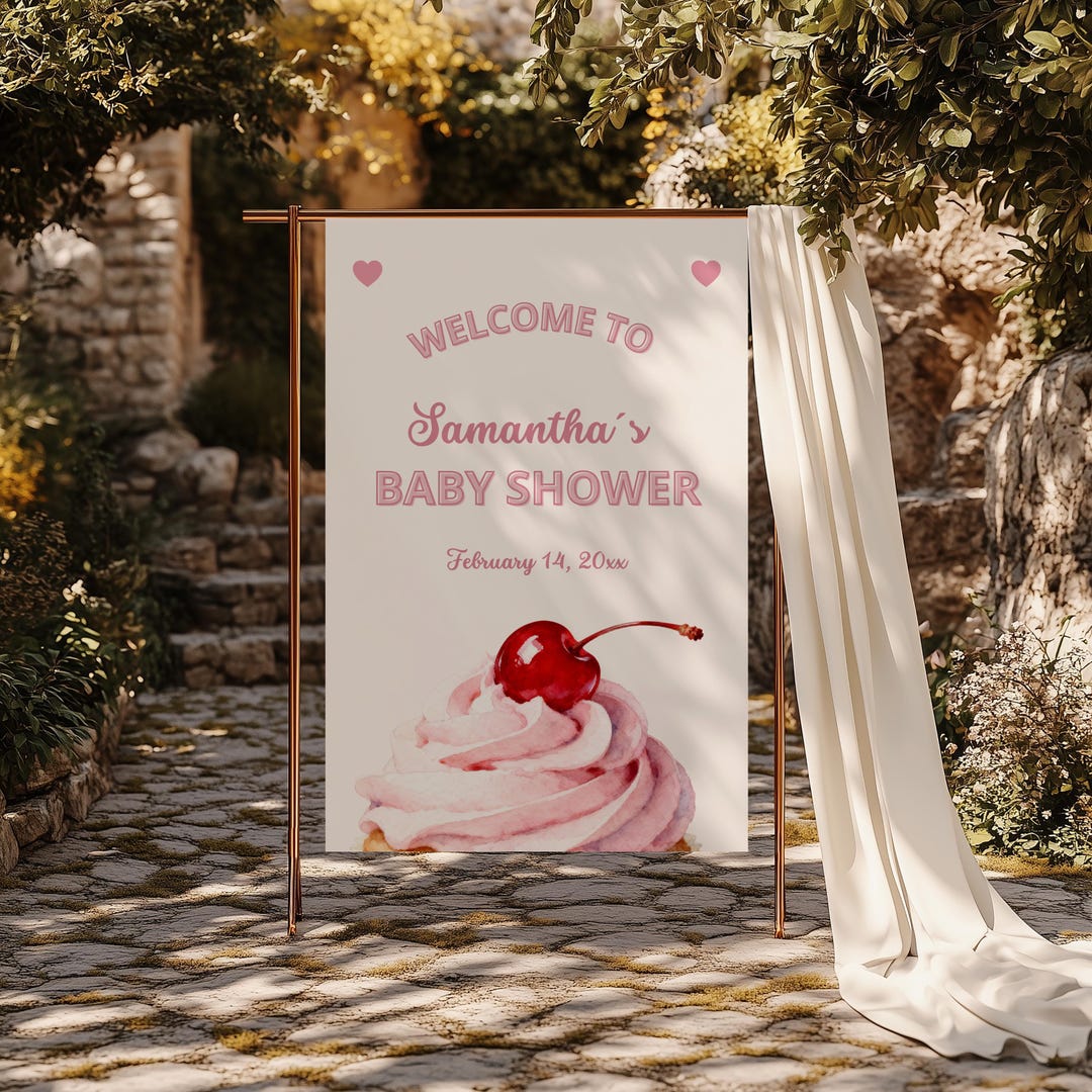 Cherry Baby Shower Welcome Sign: Editable Template (digital Download ...