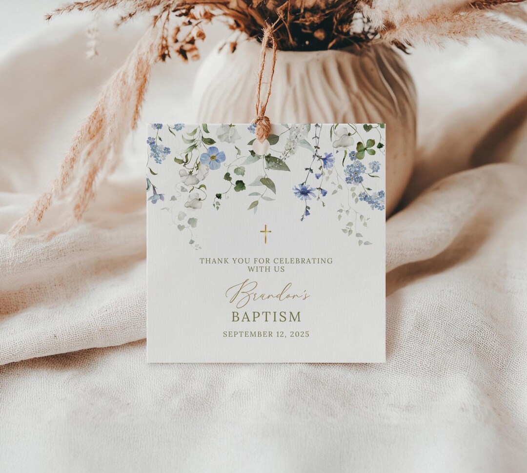 Wildflower Baptism Favor Tag Template (canva Download) - Etsy